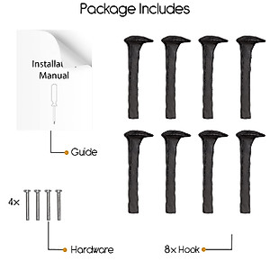 Rustic State Ray Screw-in Type Cast Iron Hooks Coat Towel Bag Hat Hanger Multiuse Entryway Railroad Spike Rack Black Set of 8