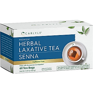 Carlyle Herbal Laxative Senna Leaf Tea | 60 Tea Bags | No Caffeine | Helps with Occasional Constipation | Vegetarian, Non-GMO & Gluten Free
