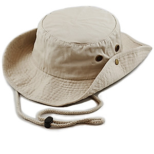 The Hat Depot 300N1510 Wide Brim Foldable Double-Sided Outdoor Boonie Bucket Hat (L/XL, 2. Cotton - Khaki)