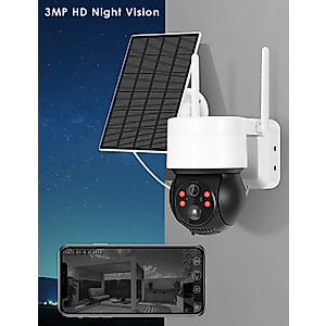 ANBERX Outdoor Security Camera, 2K/3MP Night Vision Security Cameras Wireless Outdoor with PIR Motion Sensor IP66 Waterproof Solar Camera Security Outdoor(Black)