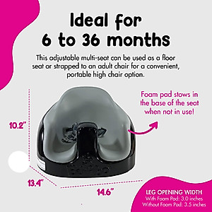 Bumbo 3-in-1 Baby Multi Seat Booster w/Tray Table, 6-36 Months, Black/Cool Grey