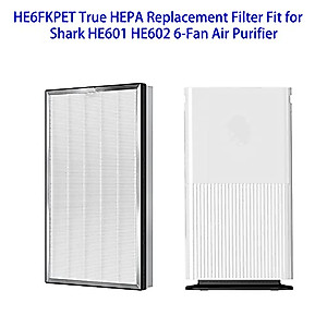 HE6FKPET True HEPA Replacement Filter Fit for Shark HE600 HE601 HE602 6 Fan Air Purifier Compare Part HE6FKPET HE6FKBAS HE6FKPRO