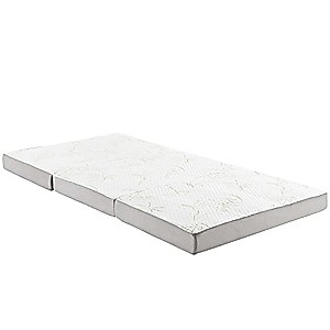 Modway Relax Tri-Fold Mattress CertiPUR-US Certified with Soft Removable Cover and Nonslip Bottom, 39inch x 75inch x 4inch, Twin