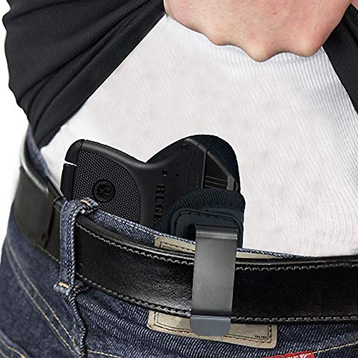 IWB Gun Holster by Houston - ECO Leather Concealed Carry Soft Material - Suede Interior for Protection - Fits: Most Small 380, Keltec without Laser, Diamond Back, Small 25 & 22 Cal (Right)