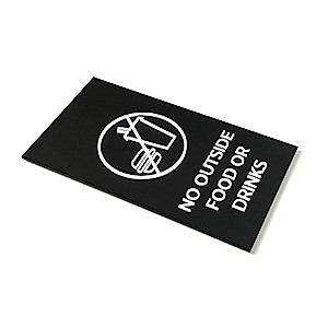 Kubik Letters No Outside Food or Drinks Sign, Modern Design Door Sign for Restaurant and Cafe with 3M Double Sided Tape