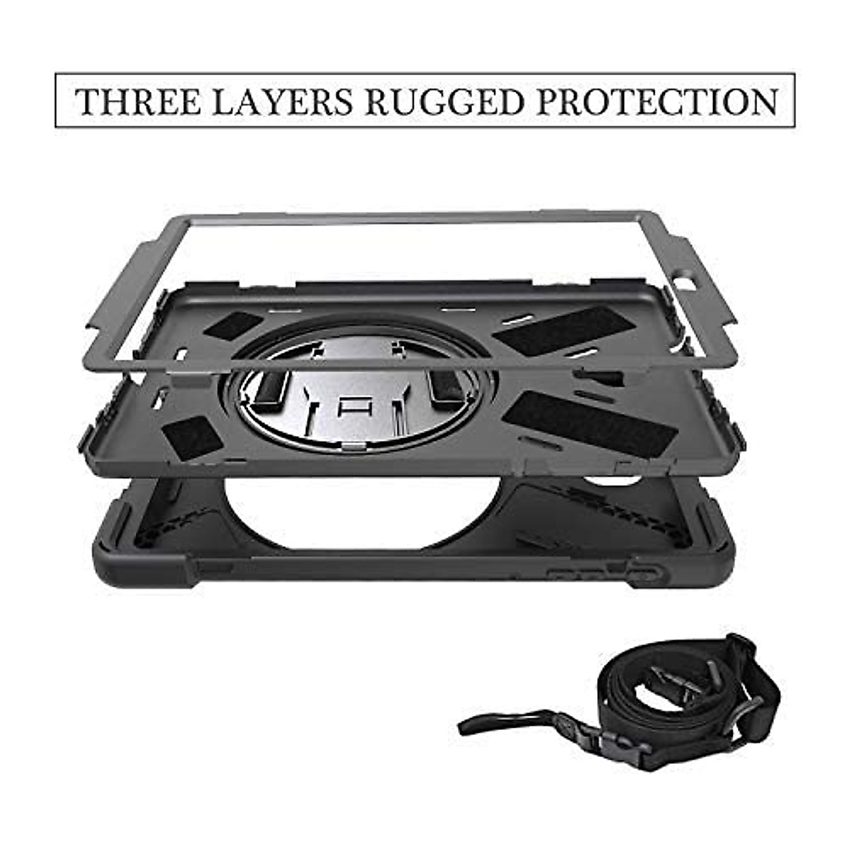 KIQ Case for Galaxy Tab A 10.5 Case T590 2018, Shockproof Heavy Duty Military Armor Hybrid Cover Kickstand for Samsung Galaxy Tab A 10.5 2018 SM-T590 (Shield Black)