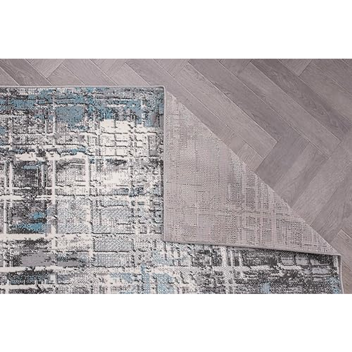Rugshop Distressed Abstract Stain Resistant Soft Area Rug 7' 10" x 10' Blue
