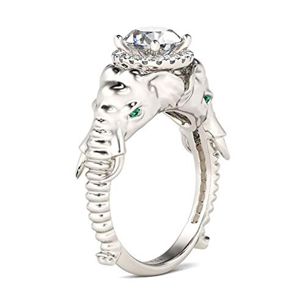 Jeulia 2.5 Carat Elephant Ring 3PC Wedding Ring Set for Women 925 Sterling Silver Round Cut Engagement Rings Cubic Zirconia Bridal Band Rings CZ Solitaire Promise Anniversary Rings Romantic Je (8.5)