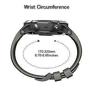 NotoCity Compatible Fenix 5X Plus Bands Fenix 7X Sport Silicone Replacement Watch Strap for Garmin Fenix 5X/Fenix 5X Plus/Fenix 6X/Fenix 6X Pro/Fenix 3/HR/Descent MK1/D2 Delta PX/D2 Charlie(Black/Army Green)