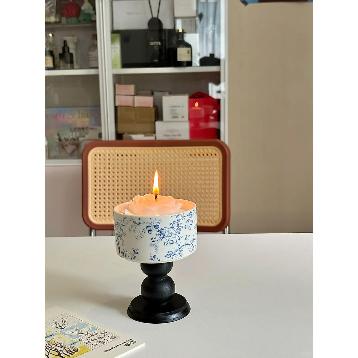 Blue and White Porcelain Scented Candles, Goblet Ceramic Jar Candles for Home Scented, Natural Soy Candle for Gift and Home Decor, 25 Hours Long Burning, Four Scents