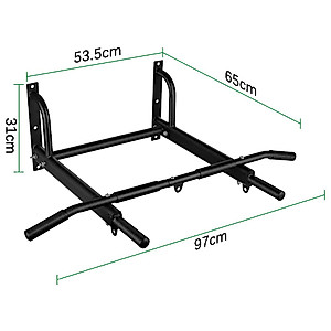 KDFJ Wall Mounted Pull Up Bar,Horizontal Bars, Home Gym Chin Up, Pull Up Training Bar Sport Fitness Sit-Ups Eqiuipments 6-Hole Design-Black