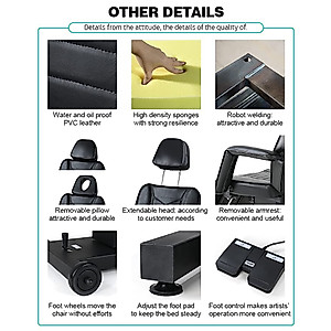 TATARTIST Electric Tattoo Chair Portable Client Tattoo Table Spa Bed Massage Table Facial Chair Dental Chair Tattoo Studio Salon Equipment (Black)