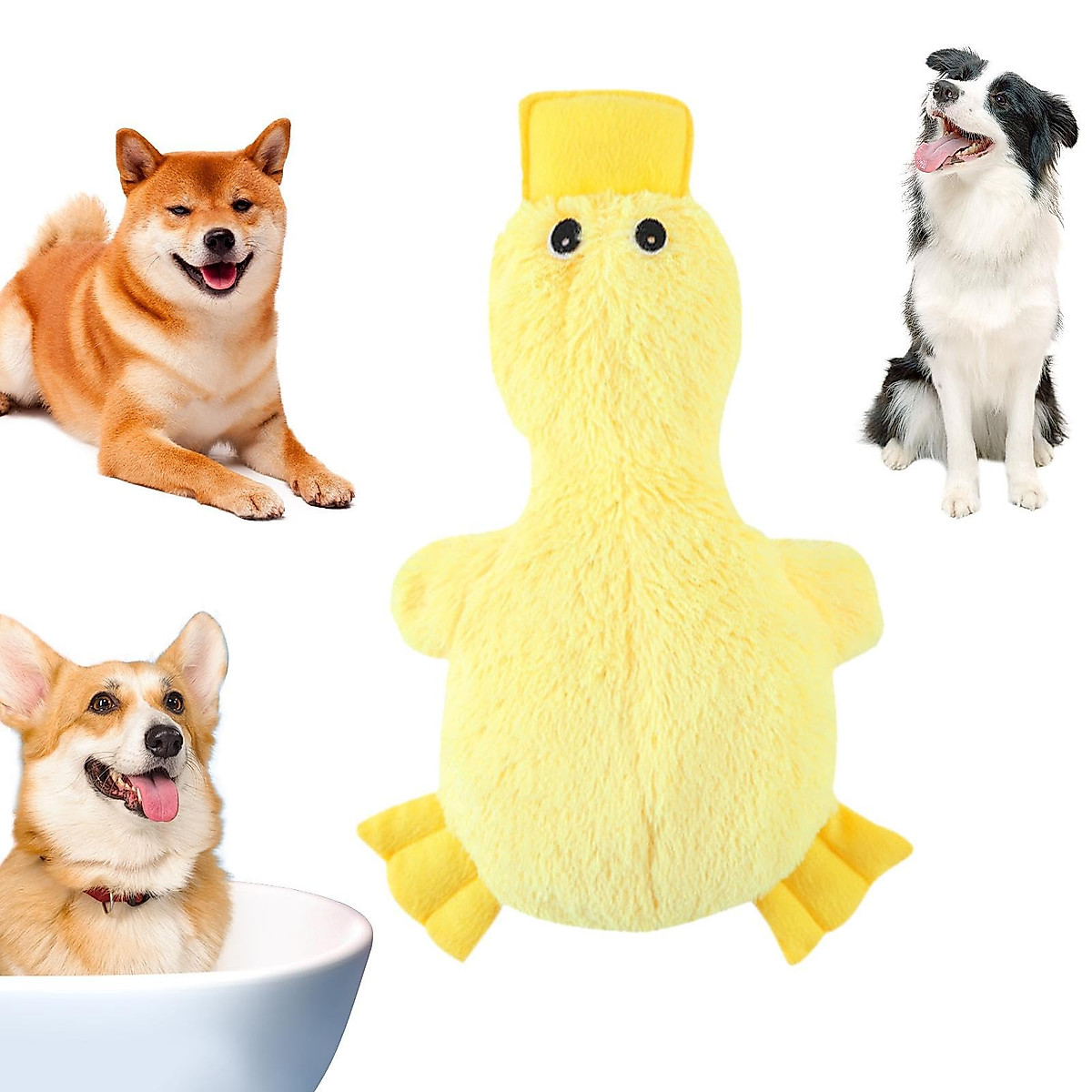 FLYUFO Dog Chewing Duck, Built in Sound Stuffed Dog Toys, Bite Resistant Squeaky Plush Pet Toys, Durable Dog Teething Toys, Lightweight Puppy Plushie Supplies, Dog Plush Toys for Pet Dogs and Puppies