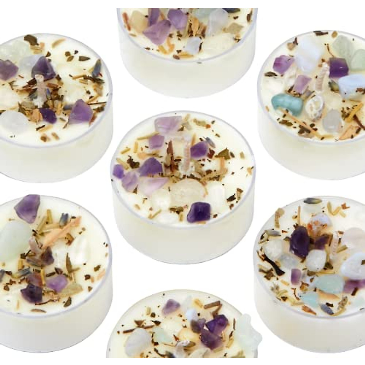 Peaceful Home Candle by New Moon Beginnings - Stress Relief Candle - Energy clearing - All Natural Essential Oil Soy Candle - Crystal Candles (Peaceful Home, 6 Pack Tealights)