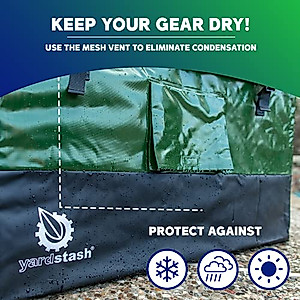 YardStash Outdoor Storage (Waterproof) - Heavy Duty, Portable, All Weather Tarpaulin Deck Box - Protects from Rain, Wind, Sun & Snow - Perfect for the Boat, Yard, Patio, or Camping – M Green
