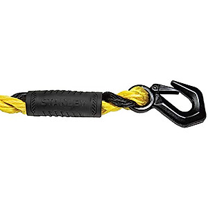 STANLEY S1052 Black/Yellow 5/8" x 15' Poly-Blend Braided Tow Rope with Heavy Duty Tri-Hook (7,200 lbs Break Strength)