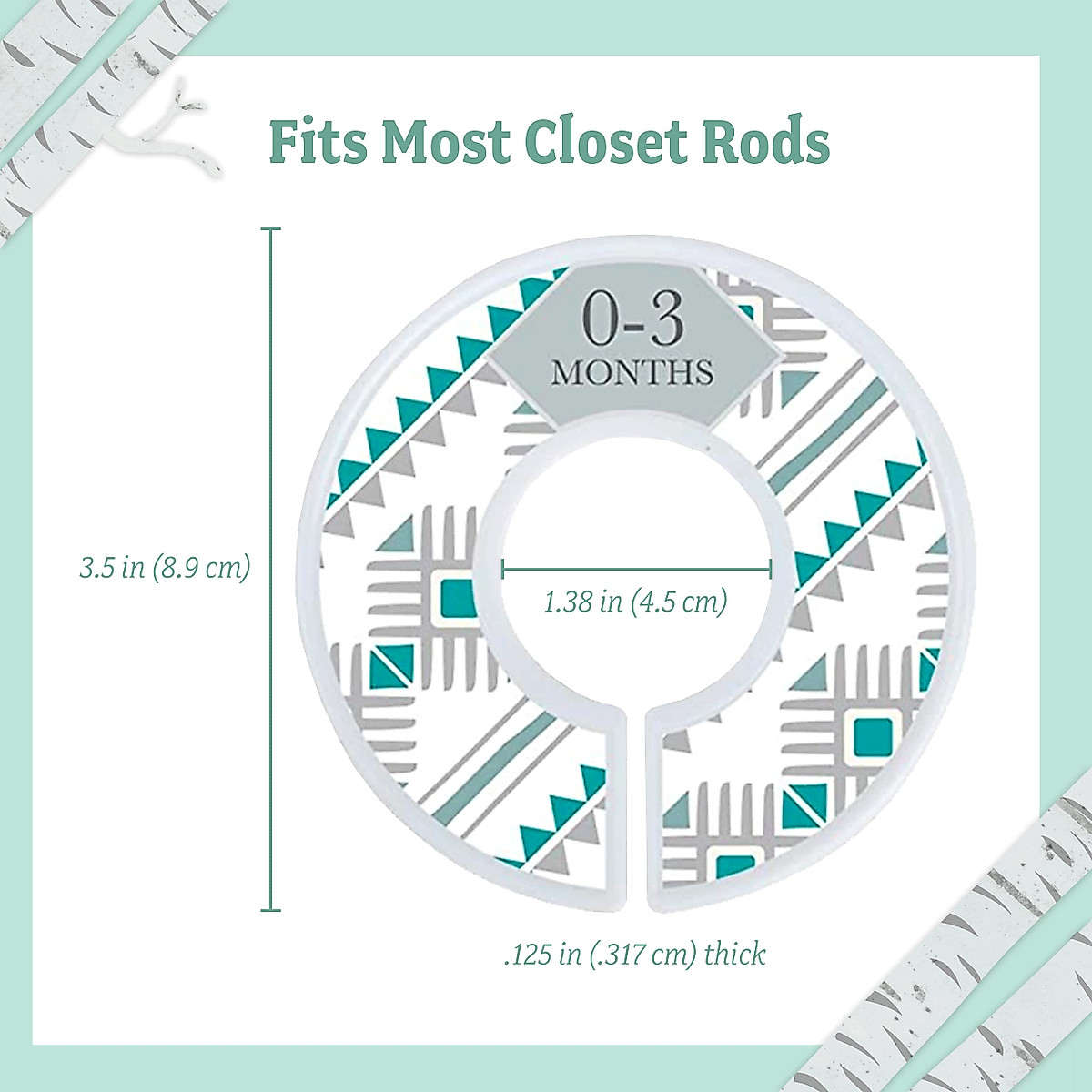 Baby Nest Designs 20x Baby Hangers for Closet with 7X Baby Closet Dividers for Nursery Velvet Baby Clothes Hangers Unisex Newborn Essentials Baby Size Organizer for Infant Clothing to 24 Months