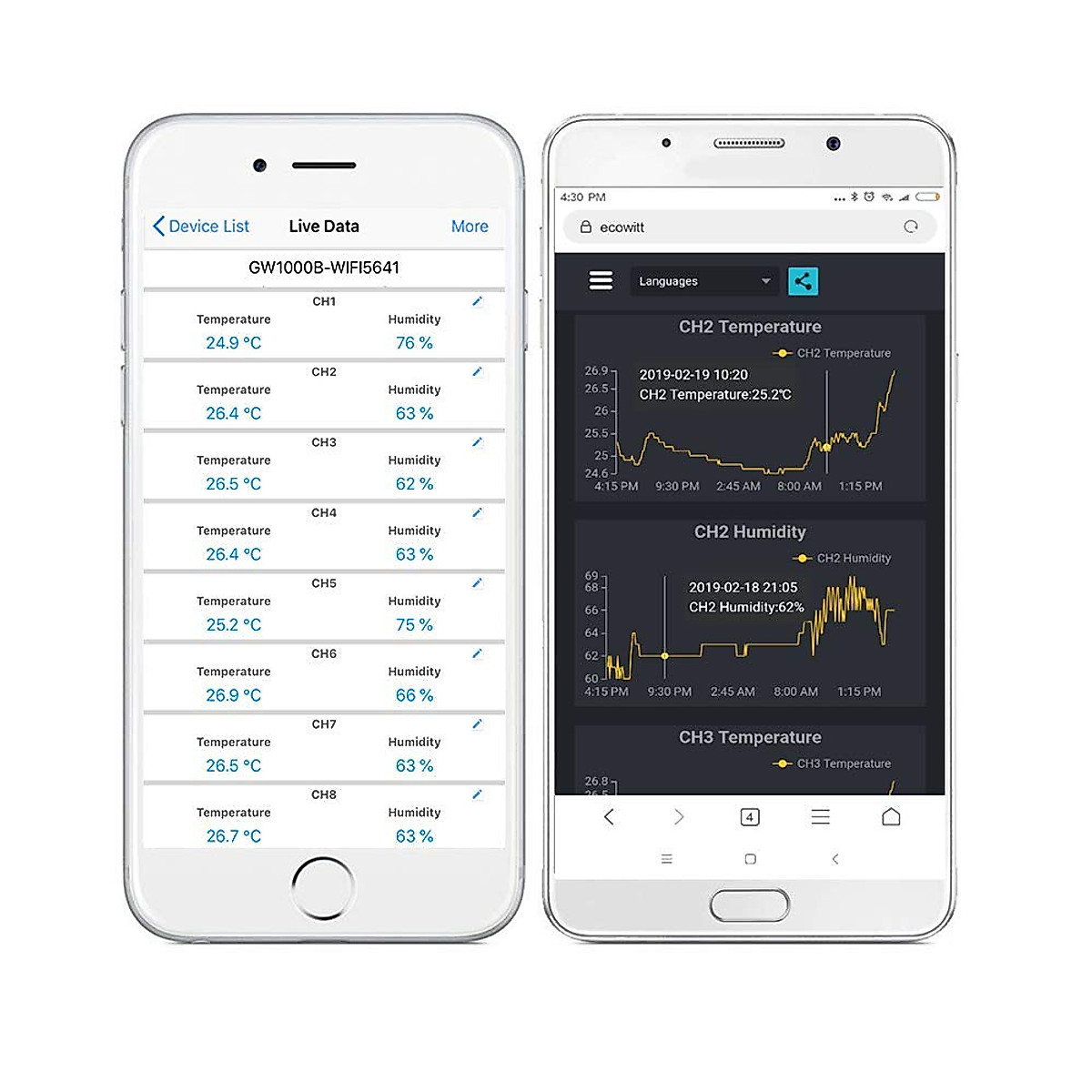 Ecowitt WH32 Wireless Outdoor Temperature and Humidity Sensor, Thermometer and Hygrometer Gauge with LCD Display, Default Degree Fahrenheit, Remote App Monitoring