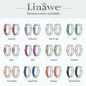 Linawe Purple Earrings for Women Trendy, Silver Hoop Earrings, Amethyst Cubic Zirconia Earrings Studs, Helix Cute Small Hoop, Huggie Earrings, Ear Tragus Safety Pin Cartilage