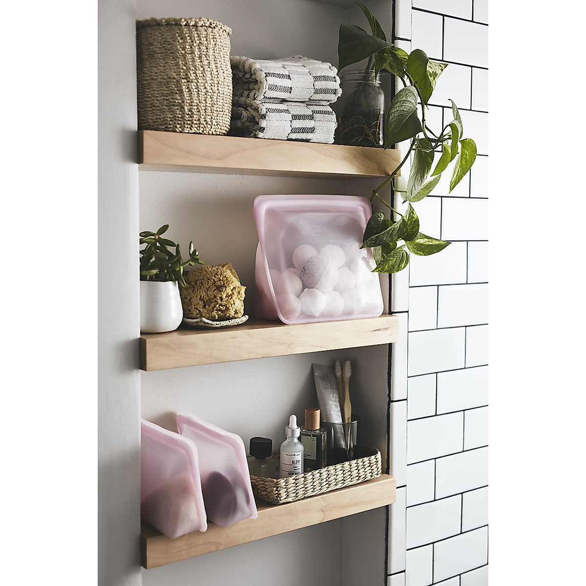 Stasher Reusable Silicone Storage Bags, Food Storage Containers, Microwave and Dishwasher Safe, Leak-free