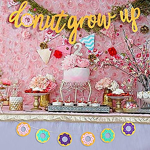 Sidpro Donut Party Supplies Glitter Donut Banners Donut Grow Up Banner Donut Party Garland Glitter Donut Grow Up Banner Grow Up Backgound String Happy Birthday Party Supplies Wall Decorations