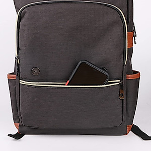 XIKEMADI Vintage Slim Laptop Backpack for Women & Men Water Resistant Travel Rucksack, Teens Boys Girls Elegant School Book Bags for School College Trip Fits up to 15.6 Inch Laptop (Black)