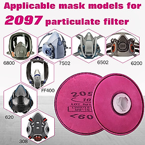 20PCS 2097 Particulate Filter for Respirator,Respirator Cartridge with Activated Carbon Layer for 6200,6502,6800,7502 Respirator Mask,Filters Solid Particulate Matter,Lead Paint,Dust,Asbestos etc.