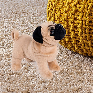 BONI 12.5 inch Brown Pug Stuffed Animal, Pug Plush Dog Stuffed Animals Gifts for Children Christmas Day Birthday