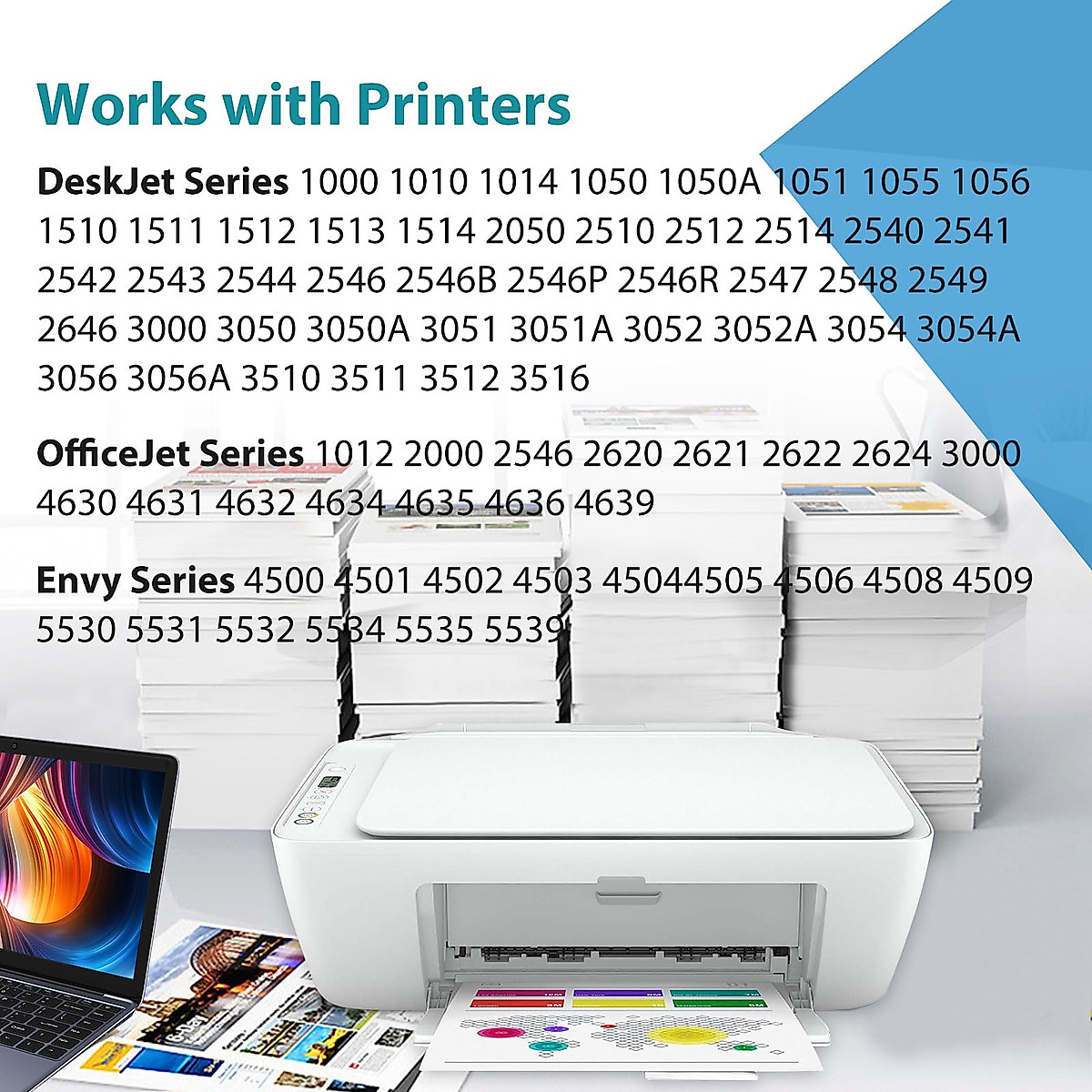 Relcolor High Yield HP61 XL Ink Cartridge for HP 61 61XL Black Color Combo for Envy 4500 5530 4502 5534 5535 Deskjet 2540 3050 1000 1510 1512 1010 1056 OfficeJet 4630 4635 2620 Series Printer HP61XL