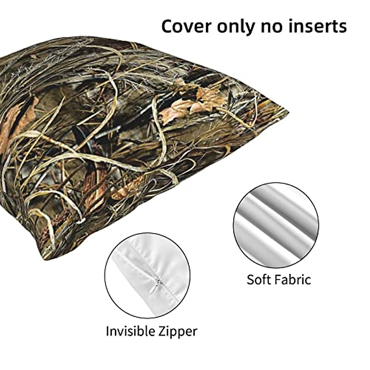 WURTON Camo Yellow & Green Print Throw Pillow Covers, Soft Square Cushion Case,for Sofa, Couch,Bed Chair-18 X 18 Inch