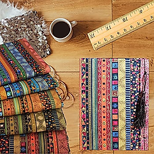 Gigicloud 5 Pcs/Set Fat Quarters Fabric Bundles, Colored Printing Fabrics Ethnic Style Pattern Cotton Fabric Quilting Squares Handmade Patchwork Quarter Sheets Set for Sewing, 10 x 8 inch