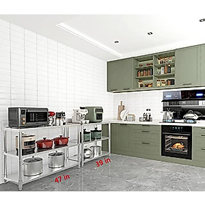 Heavy Duty Free Standing Stainless-Steel Commercial Restaurant Kitchen Work Table, Prep & Utility Workbench with Double Storage Shelves Rack Indoor Outdoor (47.2in)