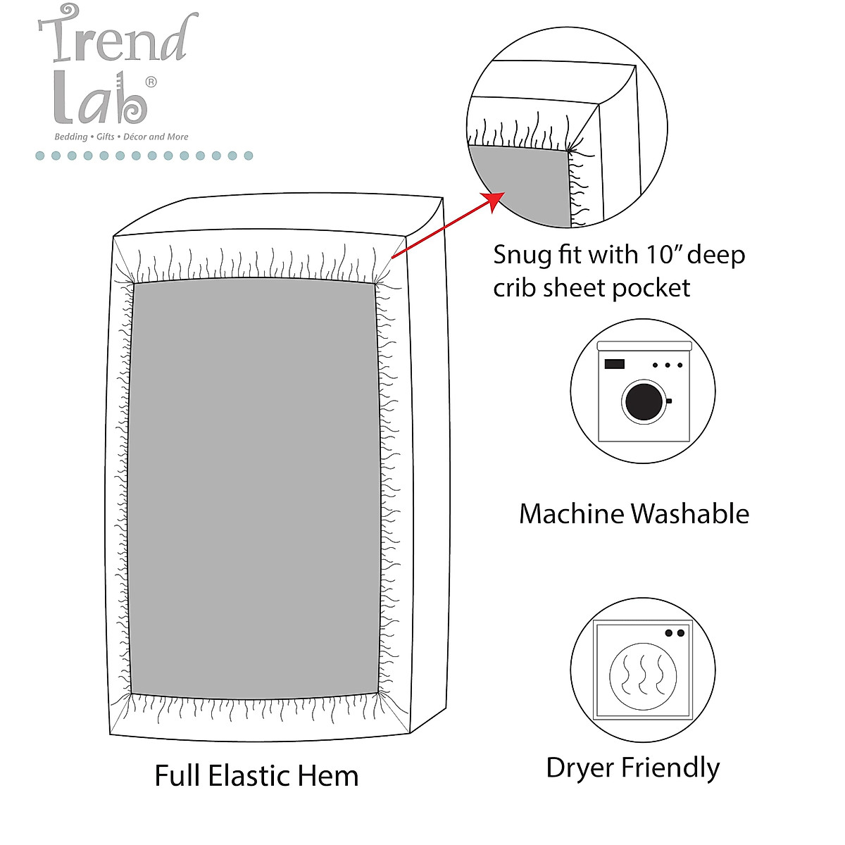 Winter Park Fitted Crib Sheet - 100% Cotton; White, Tan, Gray, Pink, Orange, Blue, Yellow, Brown; Fully Elasticized; 10-Inch Pockets; Fits Standard Crib Mattress 28 in x 52 in;