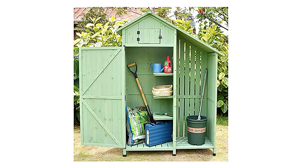 Large Garden Locker, Wooden Backyard Storage Cabinet, Outdoor Storage ...