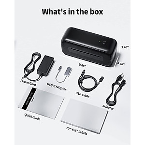 Thermal Label Printer, Shipping Label Printer 4x6, Commercial Direct Desktop Label Printer, Thermal Label Maker Compatible with Amazon, Ebay, Shopify, Etsy, UPS, USPS, FedEx (Black)