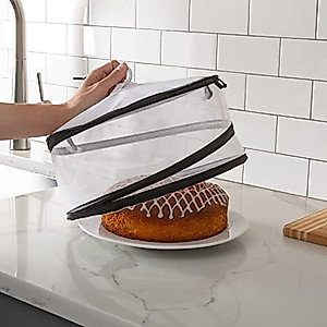 Kitchen Details, Multi Sized Set 3 Pack Pop Up Food Cover Protector Screens | Collapsible | Outdoor Picnic | Outside Party and BBQ Essential | Reusable | Keep Out Bugs, Grey