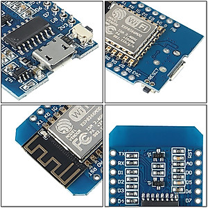 ACEIRMC 5pcs ESP8266 ESP-12 ESP-12F NodeMcu Mini D1 Module WeMos Lua 4M Bytes WLAN WiFi Internet Development Board Base on ESP8266 ESP-12F for Arduino,Compatible with WeMos D1 Mini
