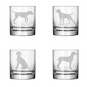 MIP Set of 4 Glass 11 oz Rocks Whiskey Old Fashioned German Shorthaired Pointer Collection