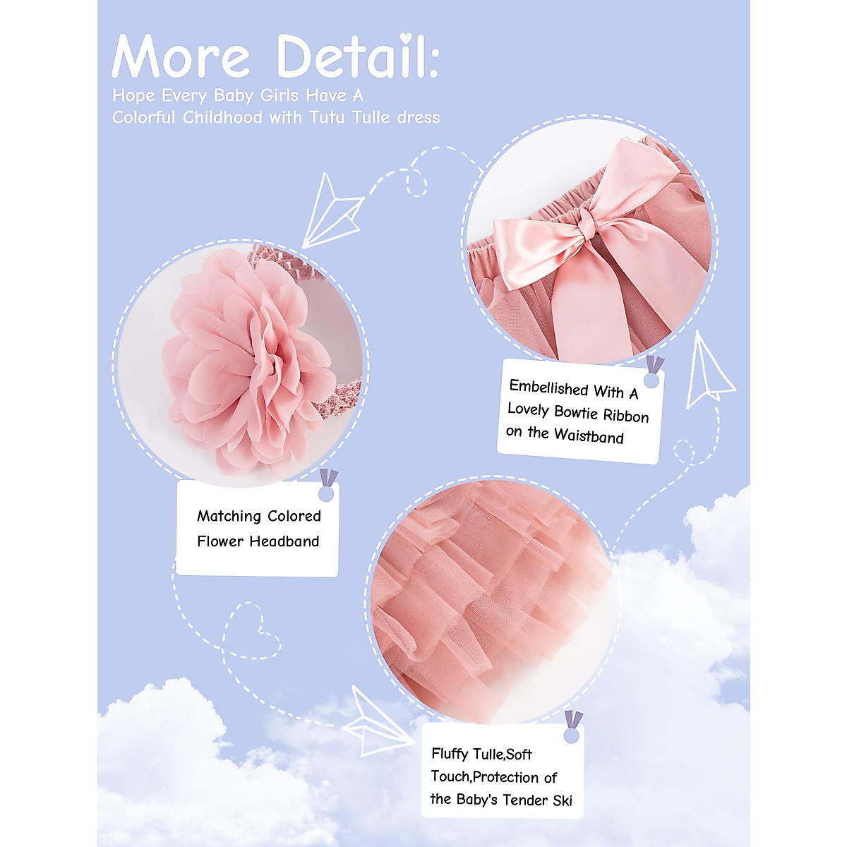 Simplicity Toddler Girls Tutu Skirt with Inner Shorts Baby Tutu Skirt w/Flower Headband Newborn Photography Outfits Girl,Bean Sand,0-6 Months