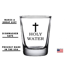 Rogue River Tactical Sarcastic Funny Holy Water Shot Glass, Gift Idea for Friend, Coworker or Boss, 1.5 Ounce