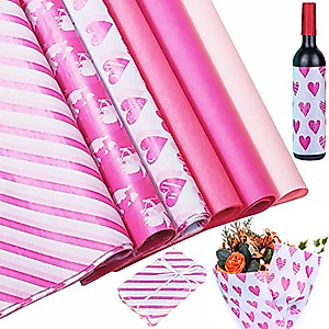 Kavoc 60 Sheets Huge Size Valentines Day Tissue Bulk, 20 x 30 inch Hot Pink Rose Red Love Heart Cupid Tissue Paper for Gift Wrapping, Gift Bags, Valentine's Day, Mother Plot, Birthday Party