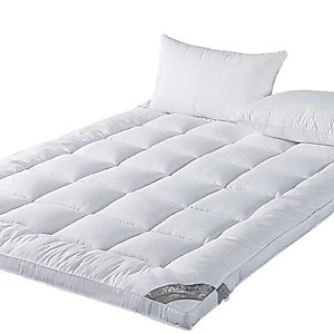 Mattress Topper Queen Size Down Alternative Overfilled White Pillow Top Mattress Cover Plush Super Soft 2 Inch Thick Mattress Pad