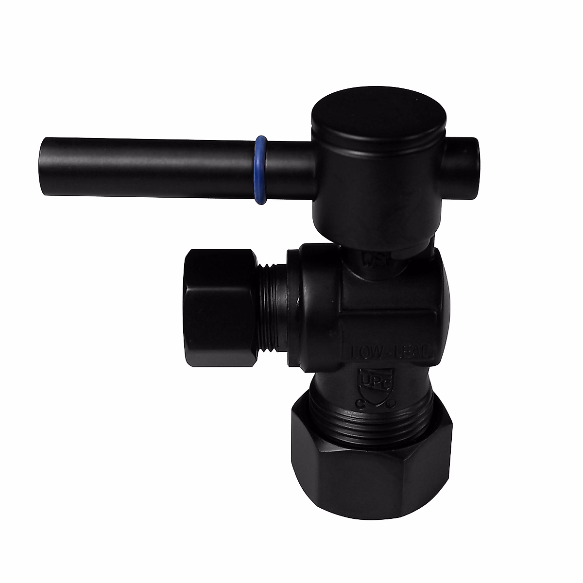 Westbrass R105BL-62 1/4-Turn Lever Handle Angle Stop Shut Off Valve, 5/8" OD x 3/8" OD, Matte Black