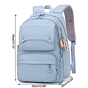 JiaYou Teen Girls Casual Backpack High Middle School Daypack Women Daily Travel Laptop Bag(1# Blue,35 Liters)