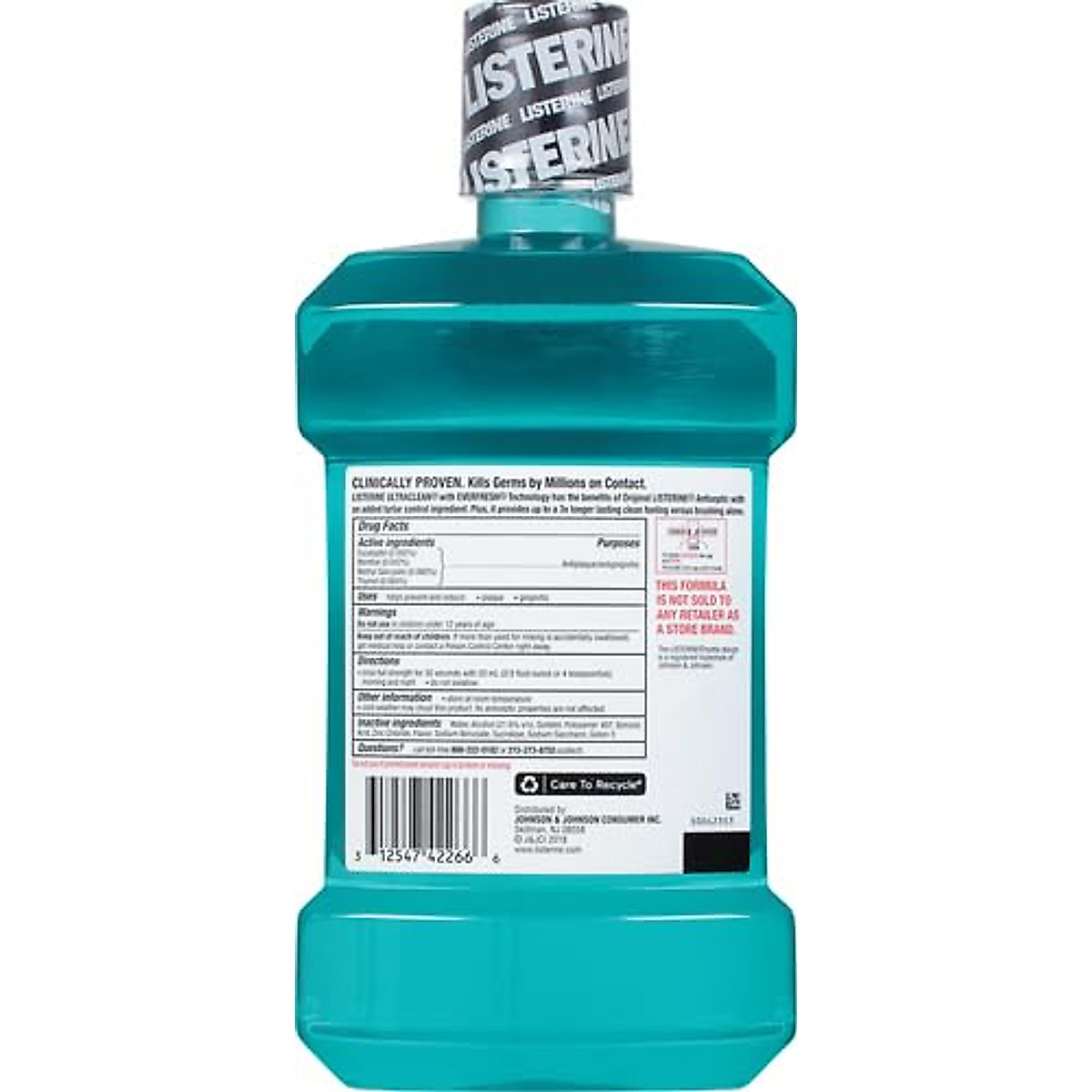 Listerine Ultraclean Oral Care Antiseptic Mouthwash, Everfresh Technology to Help Fight Bad Breath, Gingivitis, Plaque & Tartar, ADA-Accepted Tartar Control Oral Rinse, Cool Mint, 1.5 L