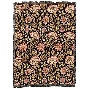Pure Country Weavers William Morris Pink and Rose Blush Blanket - Arts & Crafts - Gift Tapestry Throw Woven from Cotton - Made in The USA (72x54)