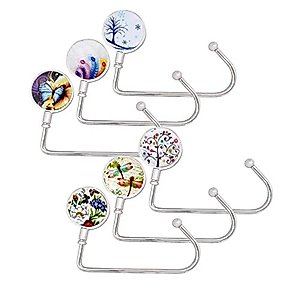 6 Pack Purse Hook Long Handbag Hanger for Table Desk, Creatiee Portable Bag Holder Under Counter Handbags Hook for Women Girl (Style 1)