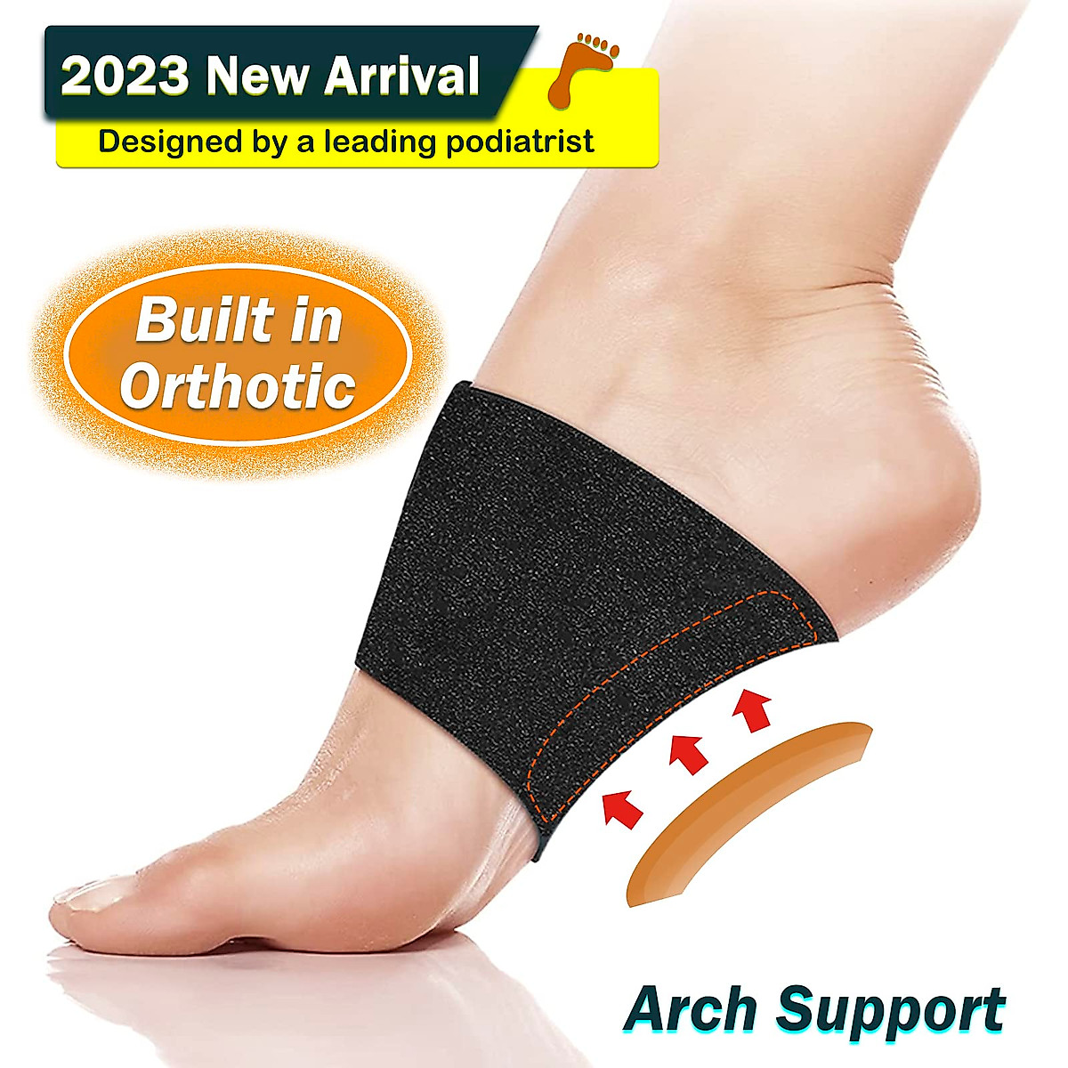 Plantar Fasciitis Pain Arch Support Sleeves Brace【Updated Version】 Adjustable Compression Arch Inserts, Orthotic Inserts Support for Flat Feet, Fallen Arches, High Arch, Heel Pain, Women and Men (Arch Support Pads, M 8.5-12 / W 10-13)