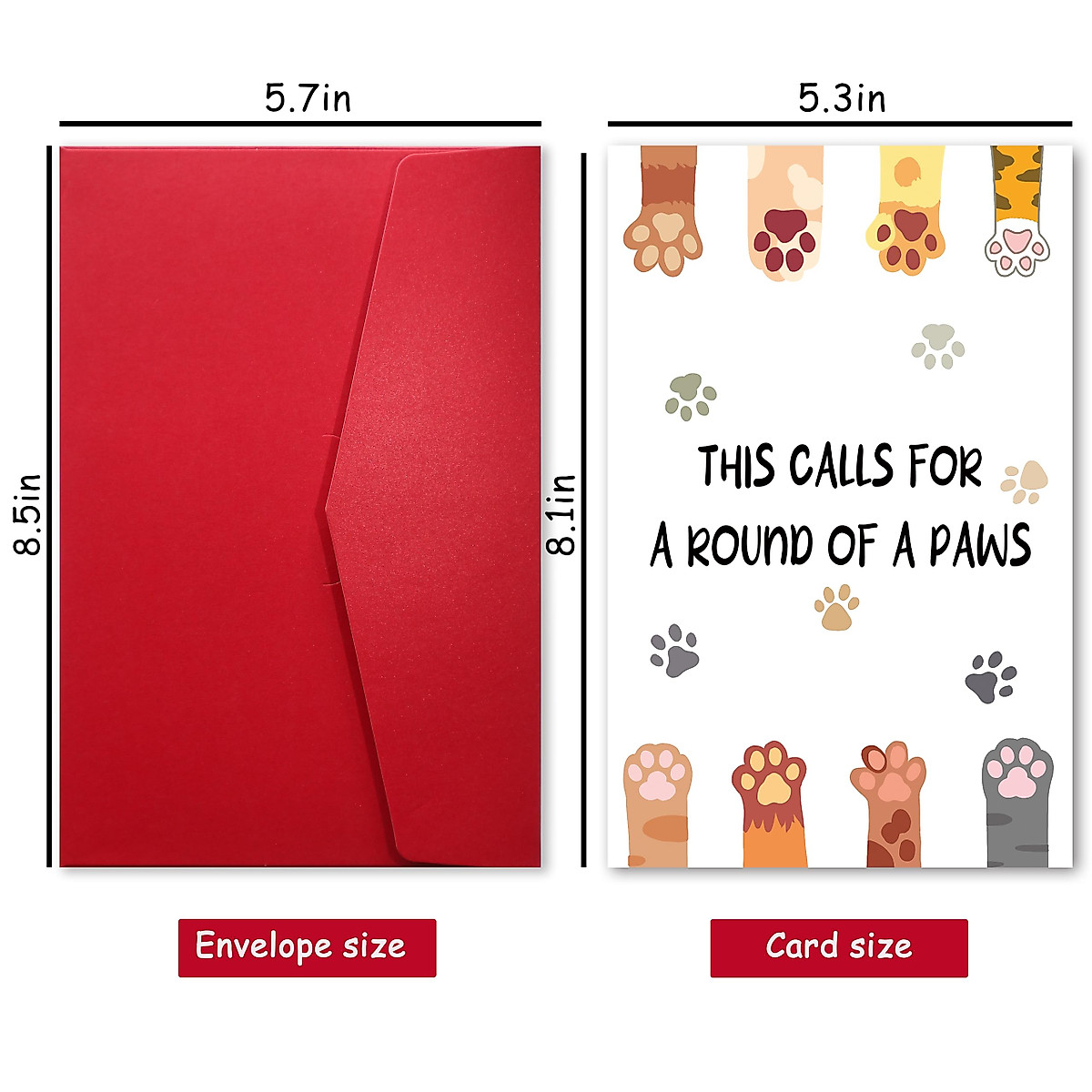 Funny Graduation Card for Friends, Cute Paws Congratulations Card for Him Her, New Job Card