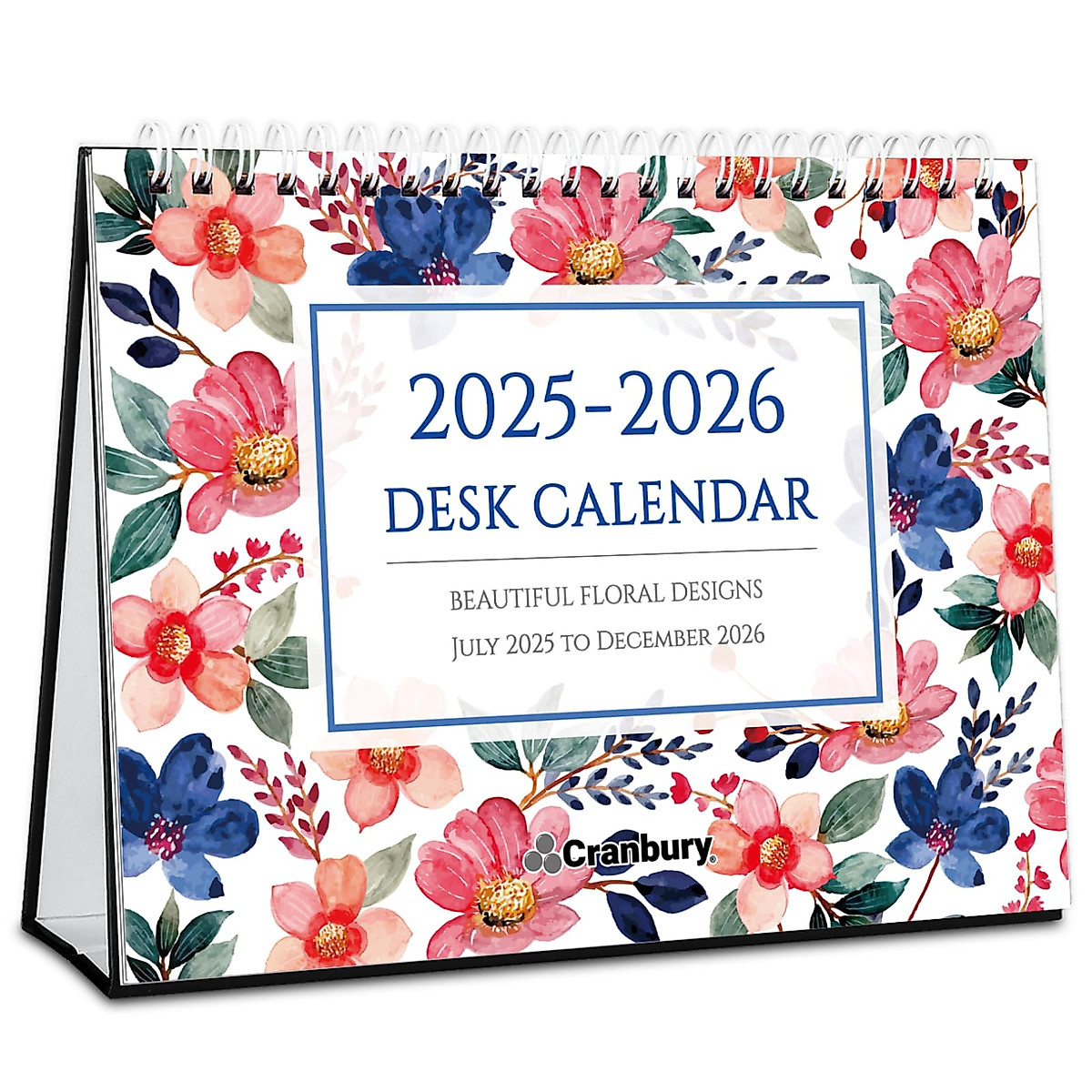 CRANBURY Small Desk Calendar 2023 - (8x6, Floral), Standing Desk Calendar with Gorgeous Flower Designs, Easel Calendar, Stand Up Calendar with Stickers